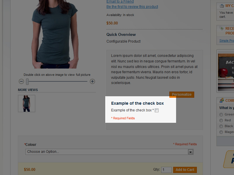 Product Personalization Tutorial - Checkbox Form Element